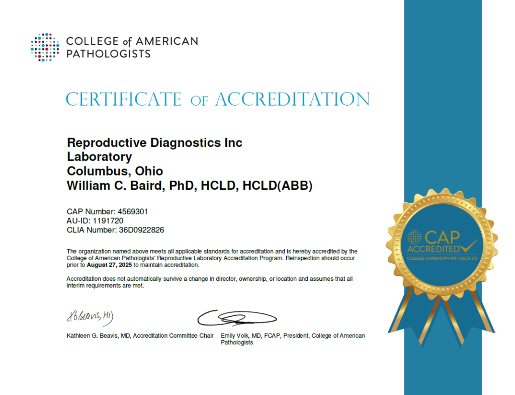 Laboratory Accreditations - Reproductive Diagnostics